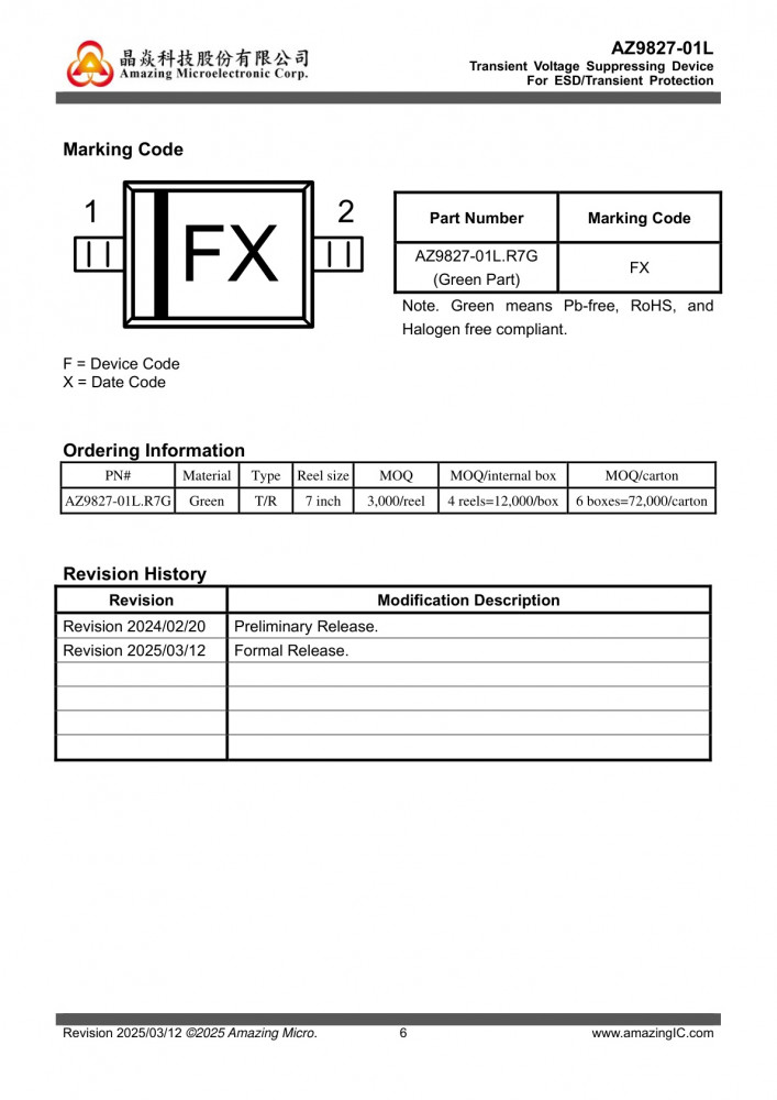 AZ9827-01L datasheet page 6