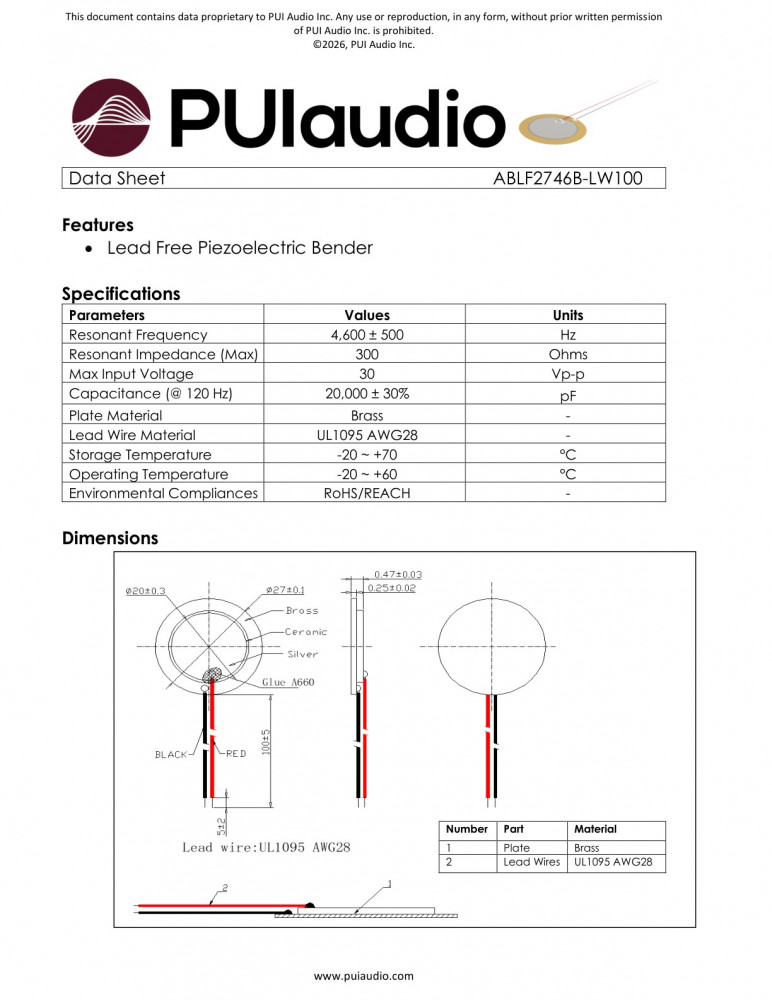 ABLF2746B-LW100 datasheet page 1