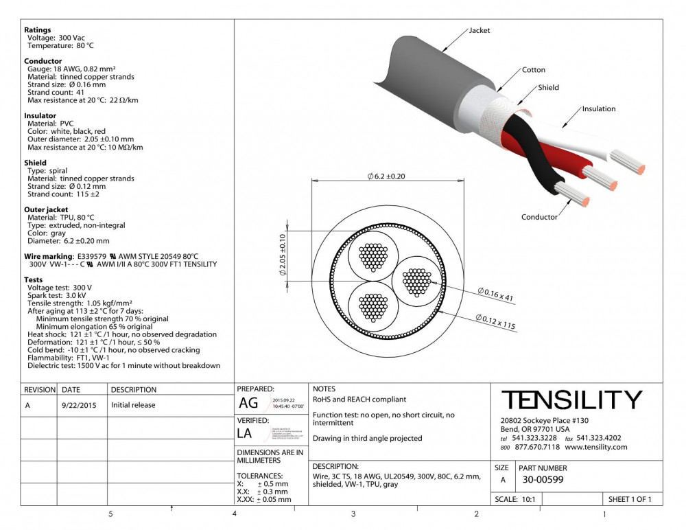 Tensility International 30-00599 product drawing