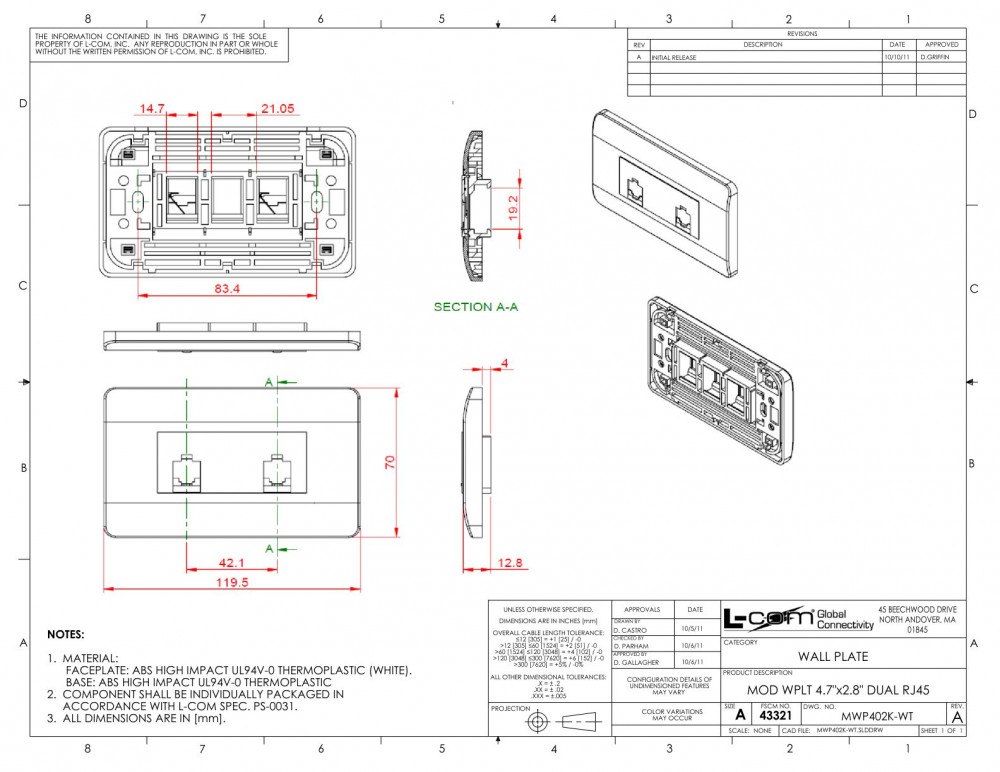 L-com MWP402K-WT technical drawing