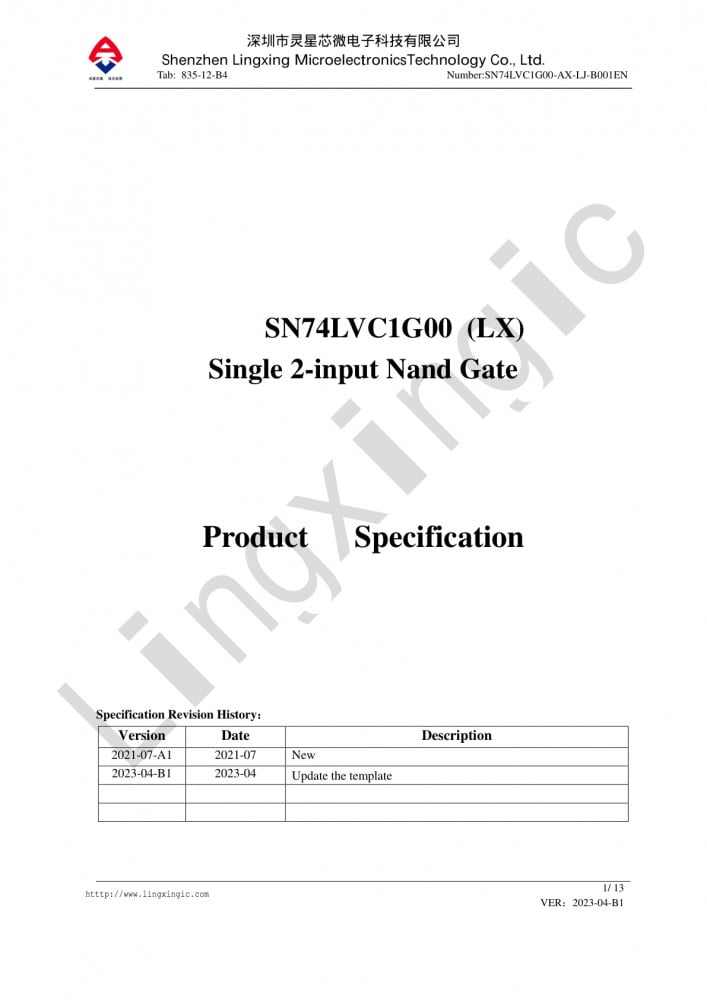 SN74LVC1G00 datasheet page 1