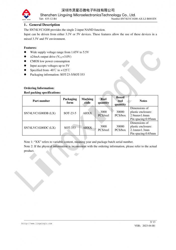 SN74LVC1G00 datasheet page 3