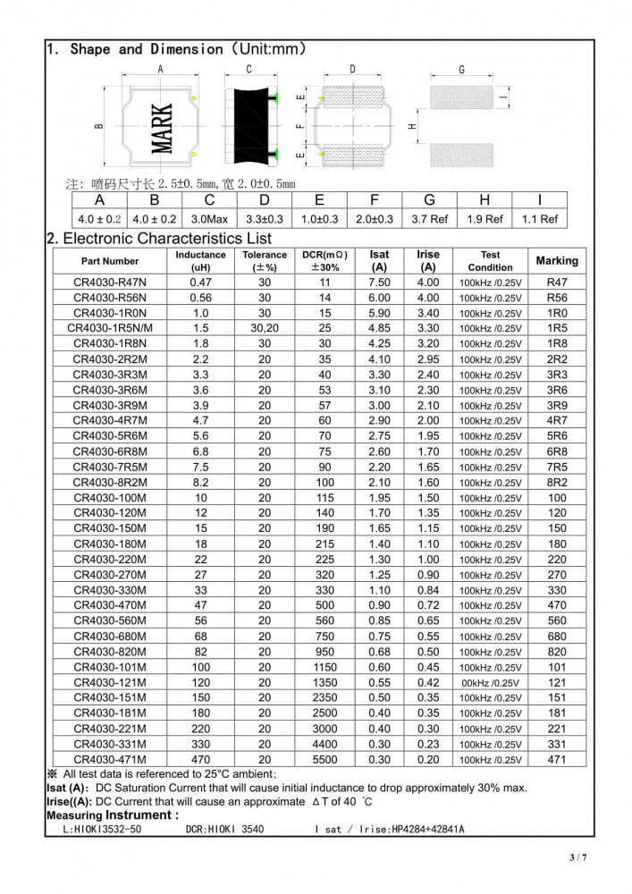 CR4030-150M specification page 3