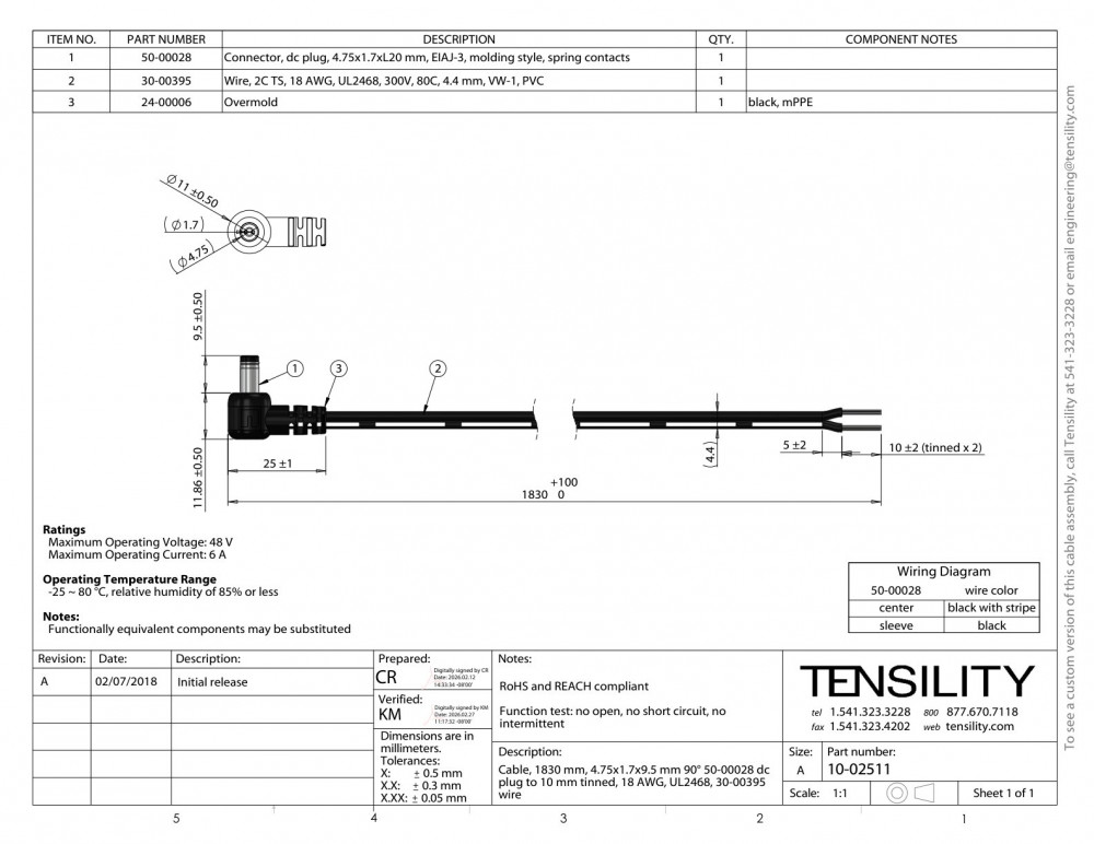 Tensility International 10-02511 product drawing