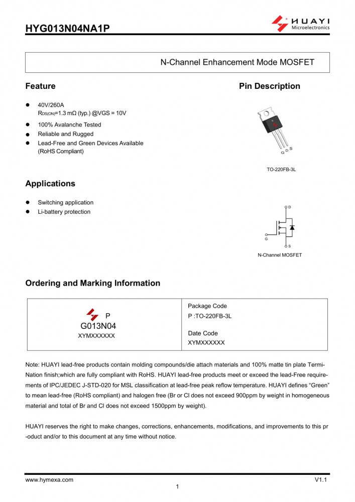 HYG013N04NA1P datasheet page 1