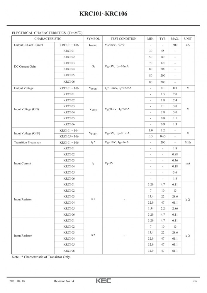 KEC KRC102 technical document page 2