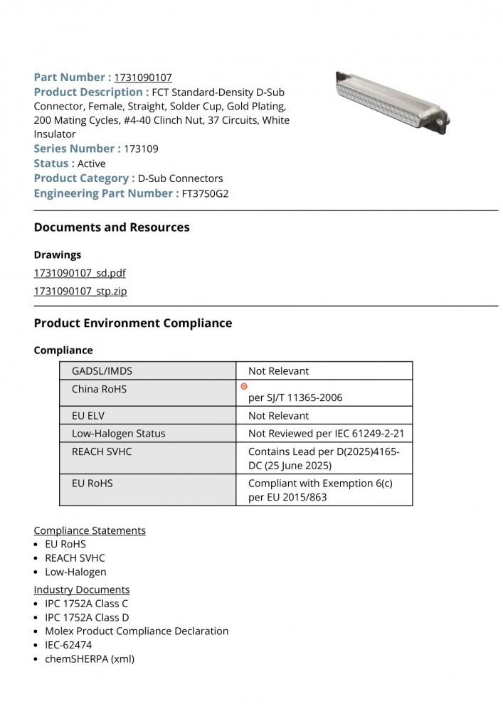 MOLEX 1731090107 drawing page 1
