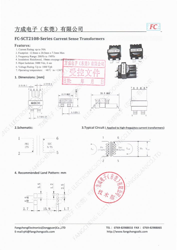 FC-SCT2108 series technical document page 1