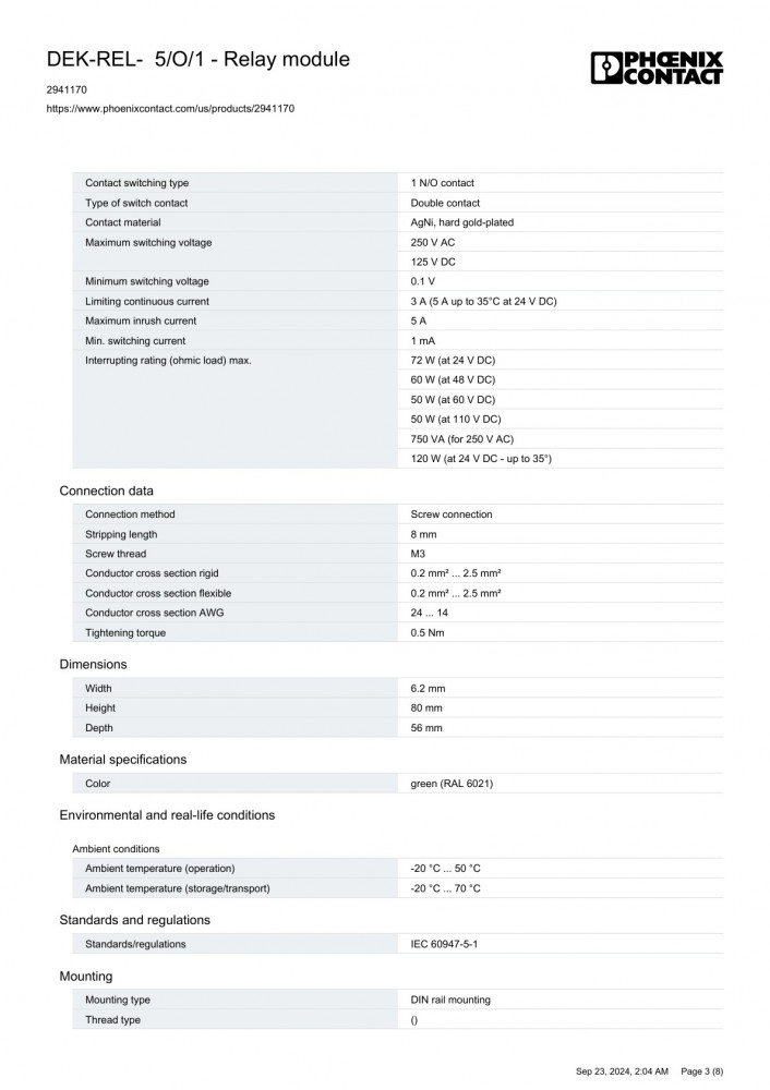 Phoenix Contact 2941170 technical document page 3