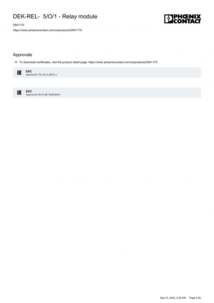 Phoenix Contact 2941170 technical document page 6