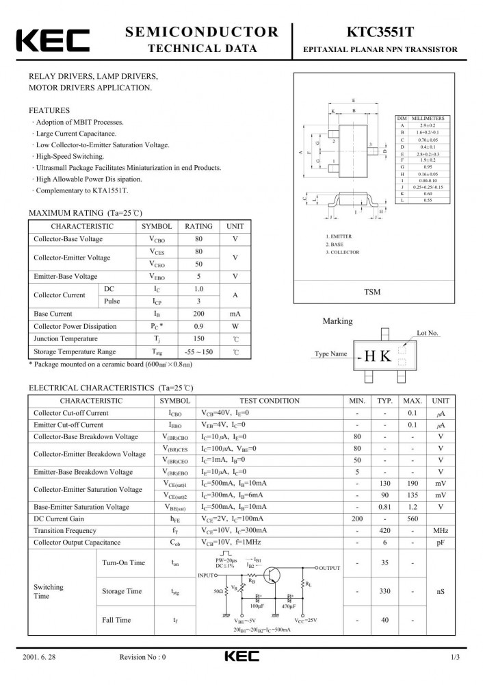 KTC3551T-RTK/PW datasheet page 1