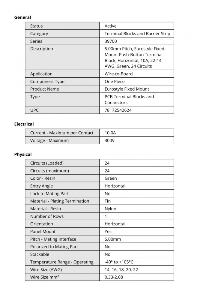 Technical document page 2 for MOLEX 397000824
