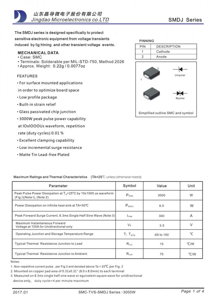 SMDJ170A datasheet page 1