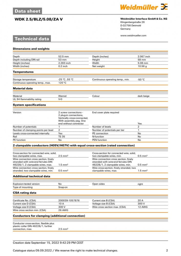 WEIDMULLER 1027410000 technical document page 2