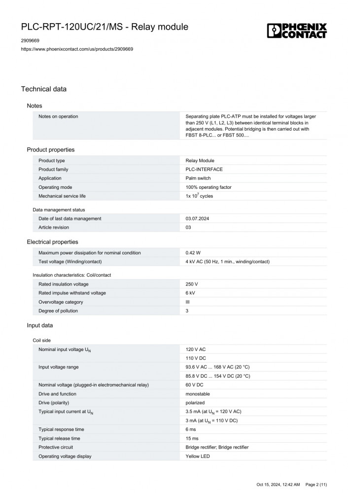 Phoenix Contact 2909669 technical document page 2