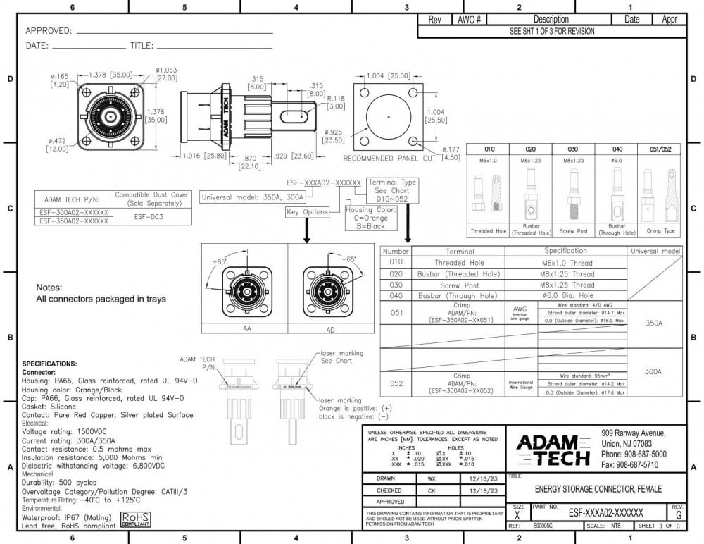 ADAM TECH ESF energy-storage connector drawing, page 3