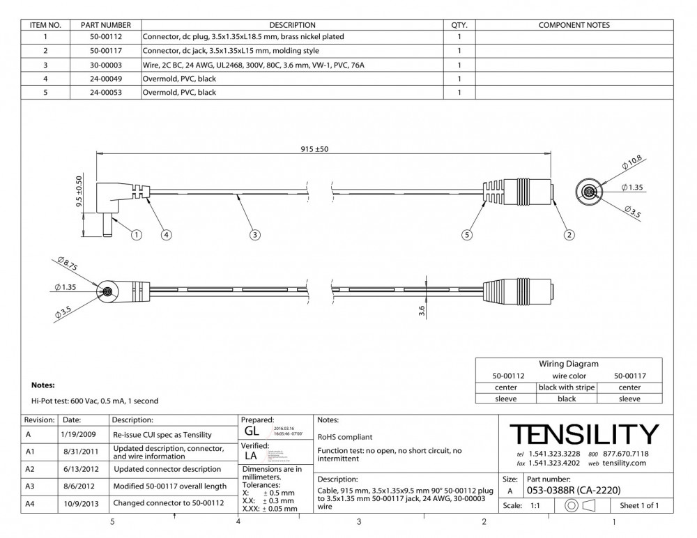 Tensility International 053-0388R product drawing page