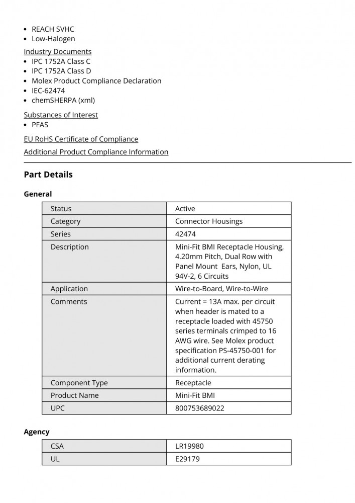 Mini-Fit Plus HCS specification preview, page 2