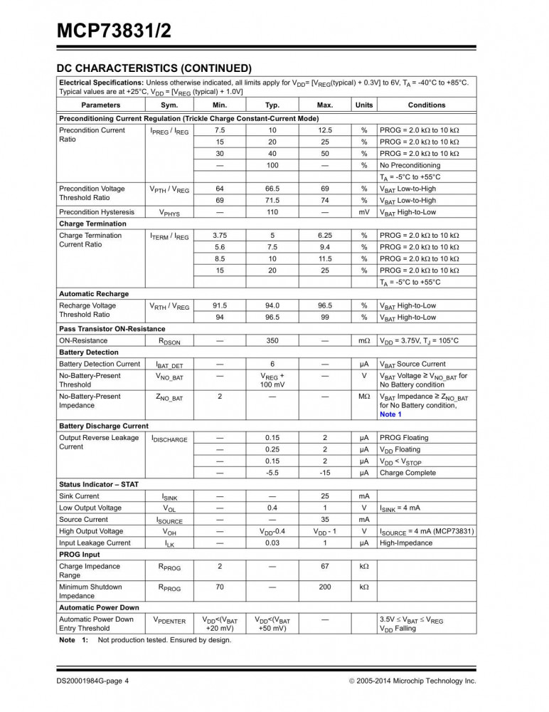 MCP73832 technical document page 4