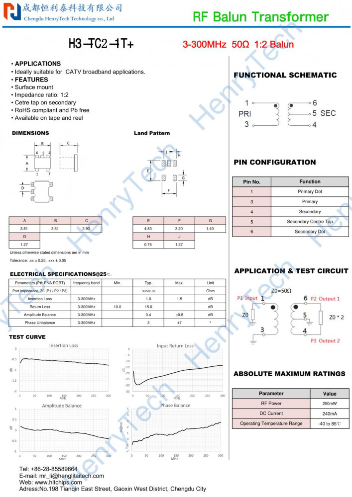 HenryTech H3-TC2-1T+ technical document page