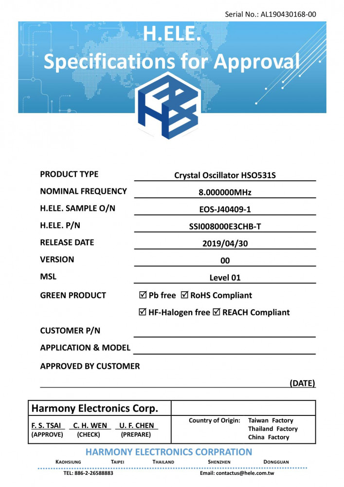 SSI008000E3CHB-T datasheet page 1