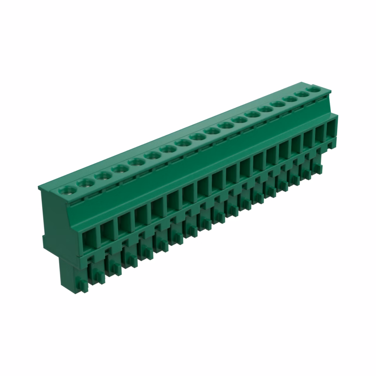 3.81mm Pitch Eurostyle Vertical Plug, Front Wire Entry, Green Housing, 18 Circuits for sale