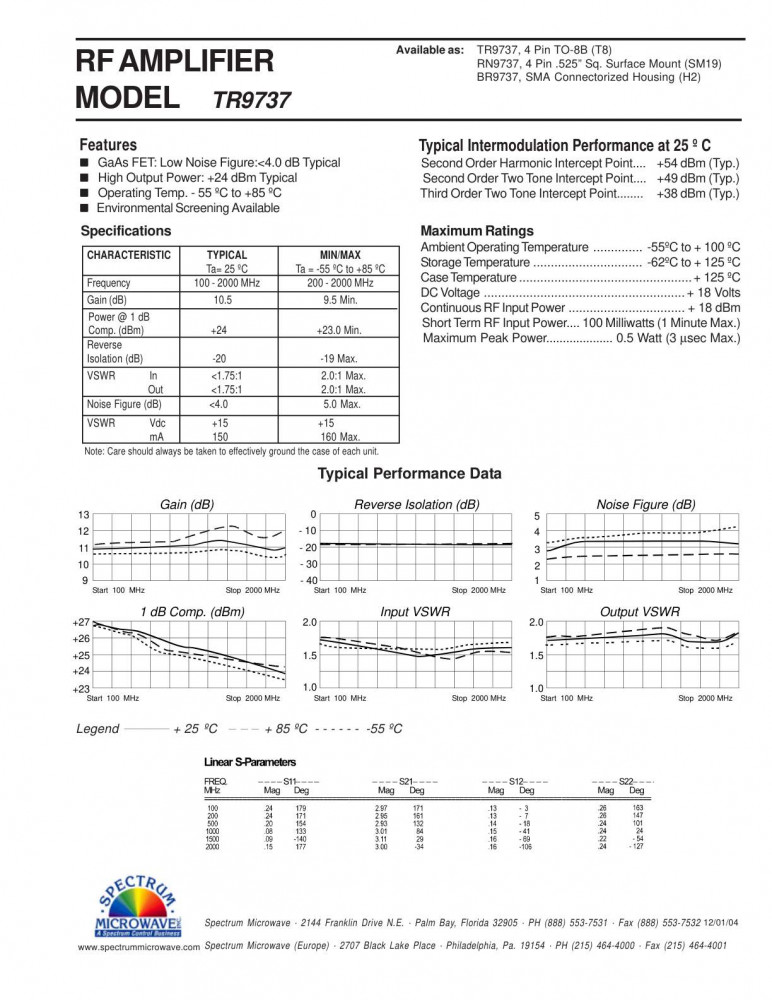 Spectrum Control TR9737 product datasheet page