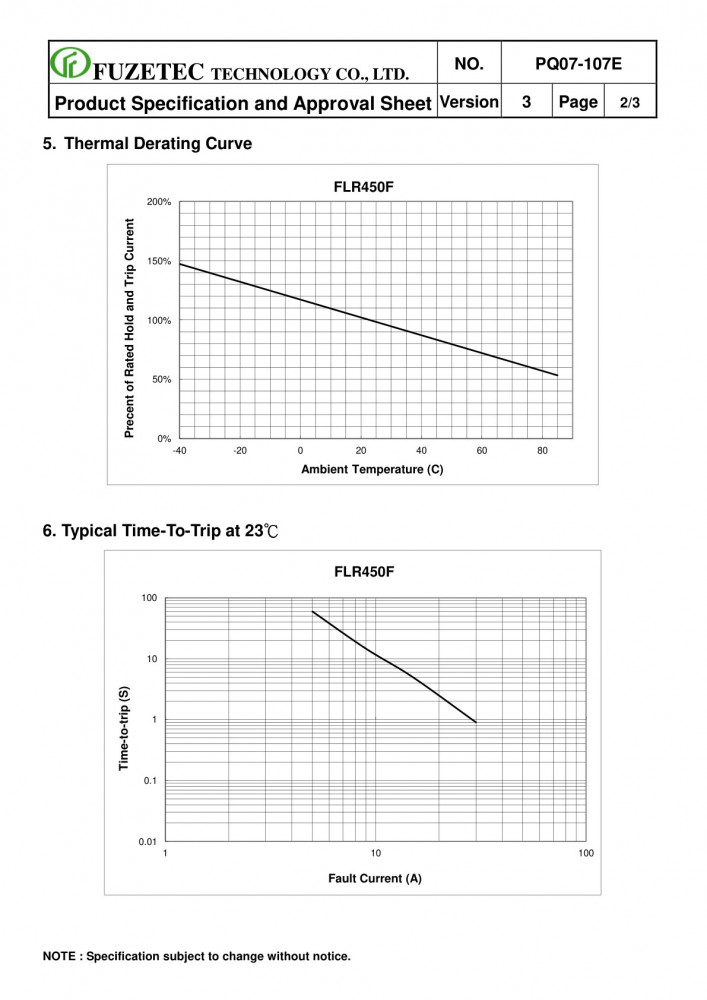 FLR450F specification sheet page 2