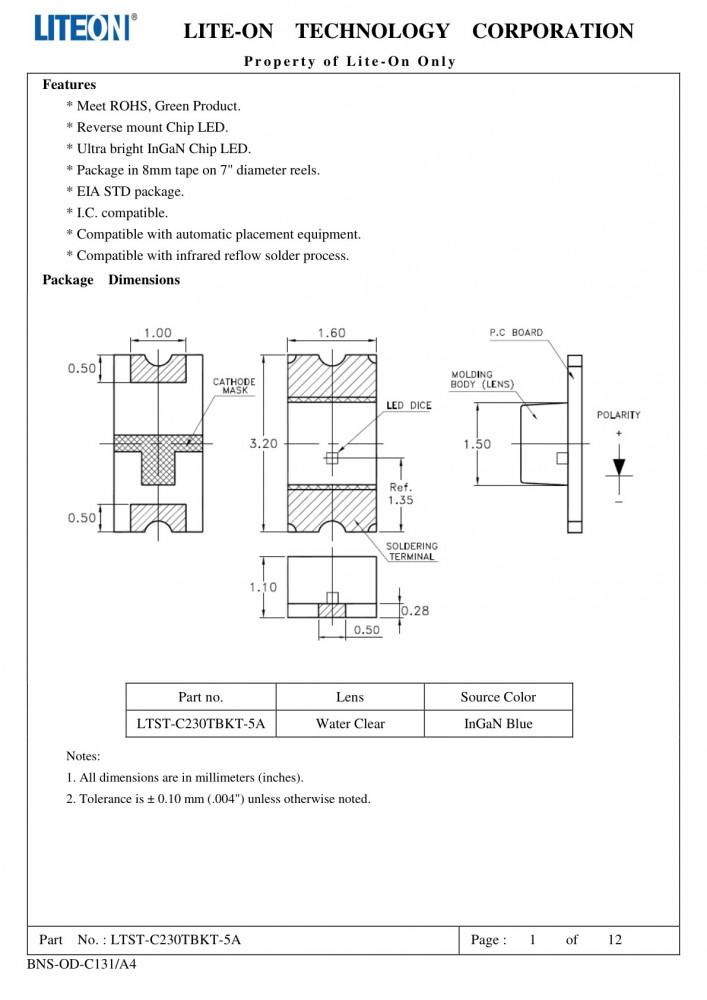 LTST-C230TBKT-5A datasheet page 2