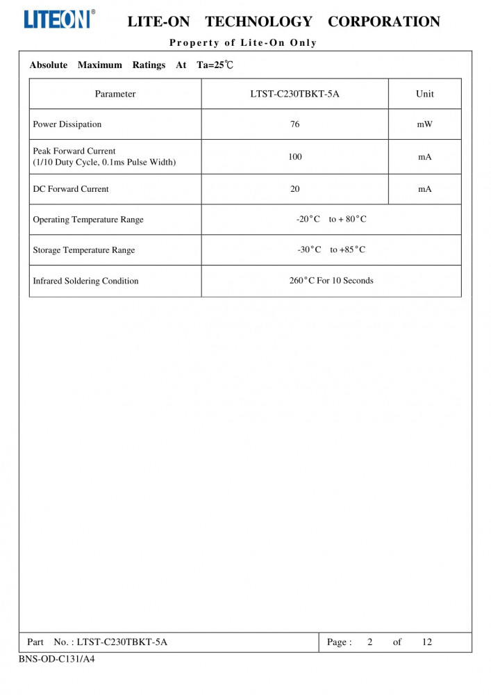 LTST-C230TBKT-5A datasheet page 3