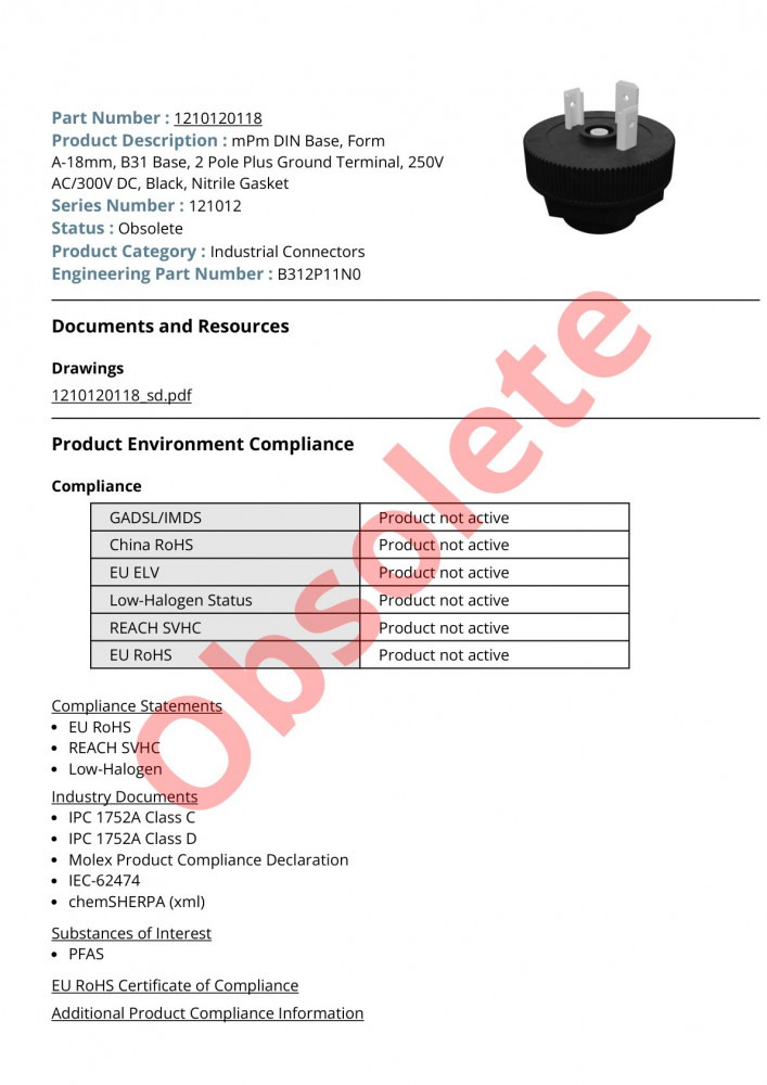 MOLEX B31 Series product drawing page 1