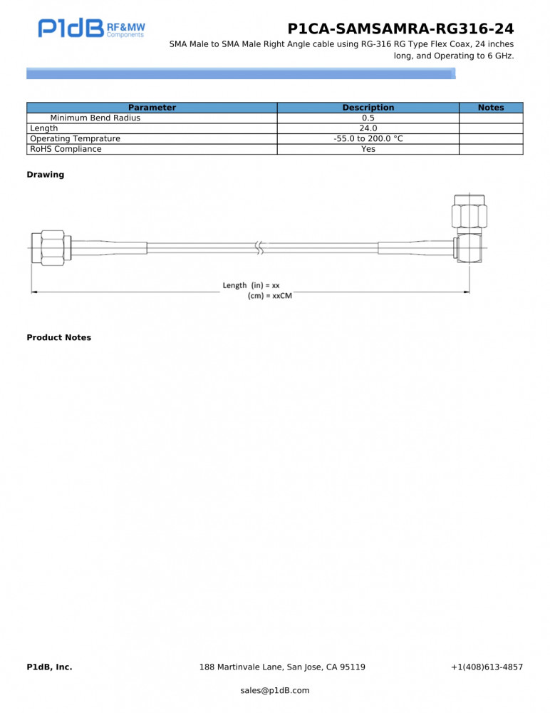 P1CA-SAMSAMRA-RG316-24 product document image, page 2