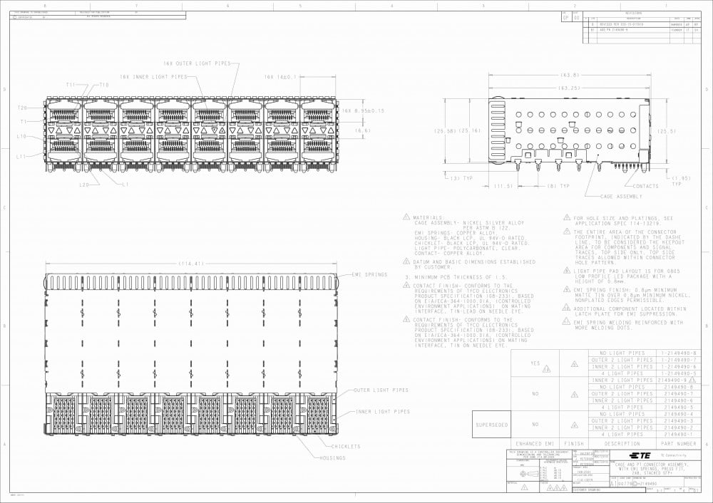 TE Connectivity 2149490 drawing page 1