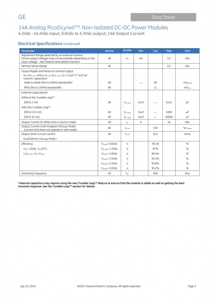 PKX014A0X43-SRZ datasheet page 3