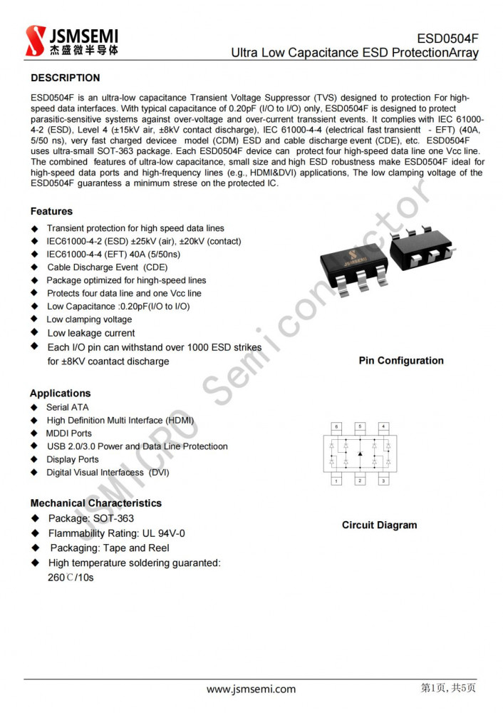 ESD0504F datasheet page 1