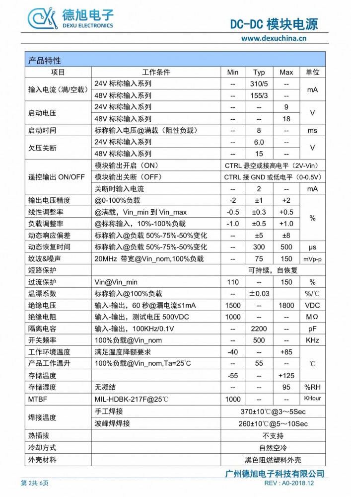 DEXU URA2415S-6WR3 datasheet page 2