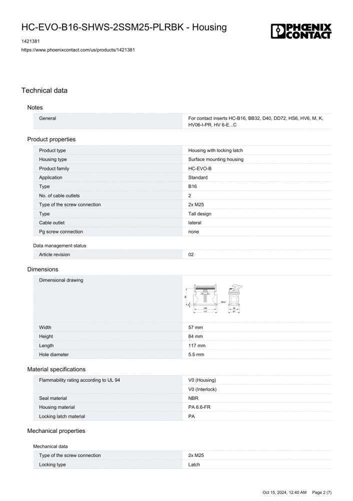 Phoenix Contact 1421381 technical document page 2