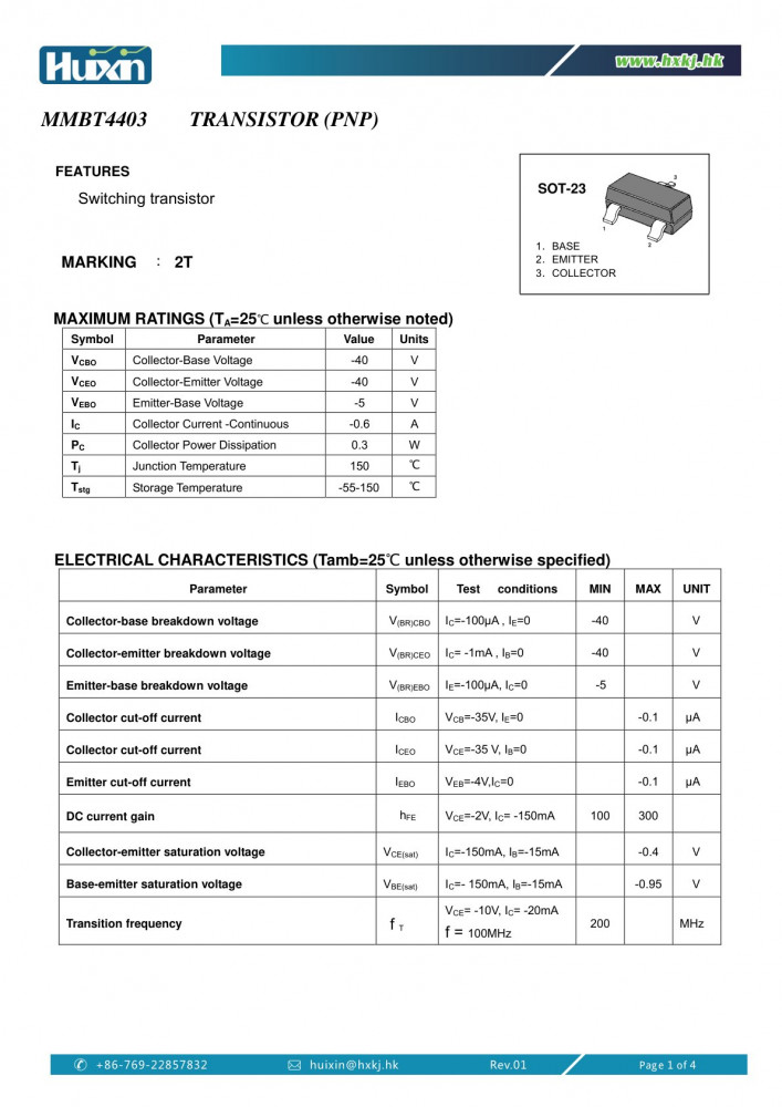 MMBT4403 datasheet page 1
