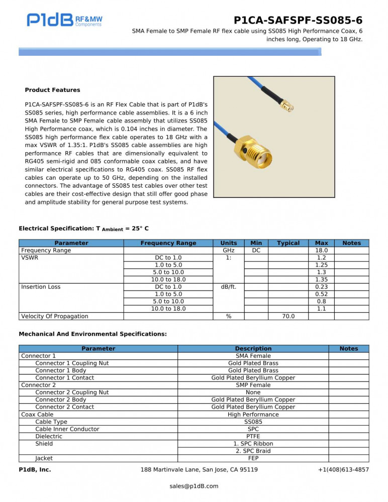 P1CA-SAFSPF-SS085-6 technical document page 1