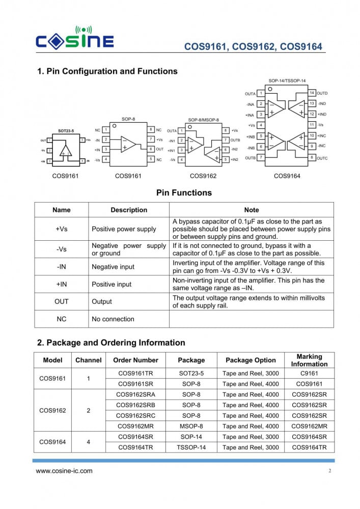 COS9162SRA datasheet page 2