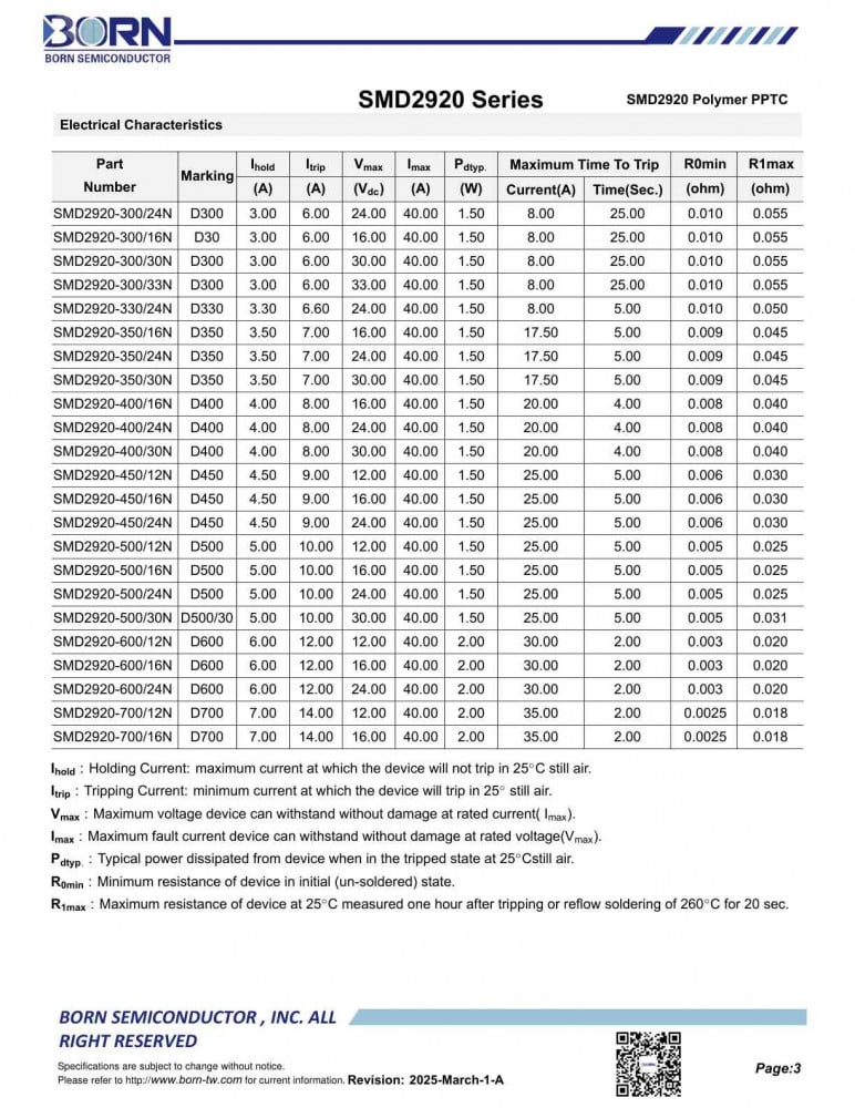 BORN SMD2920 datasheet page 3