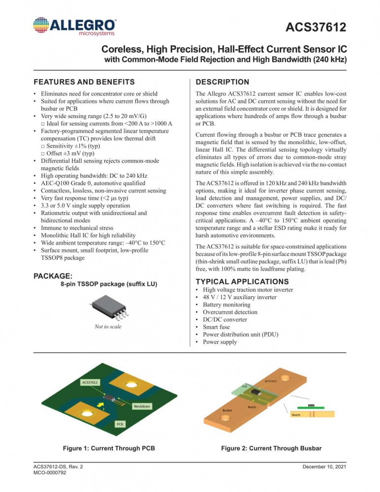 ACS37612 datasheet page 1