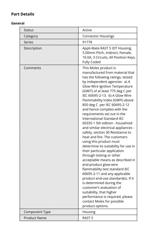 Technical document page 2 for product 917780101