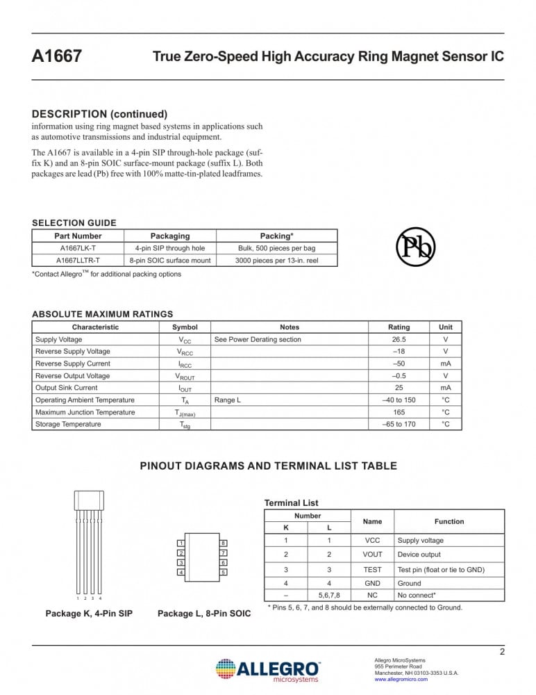 A1667 datasheet page 2
