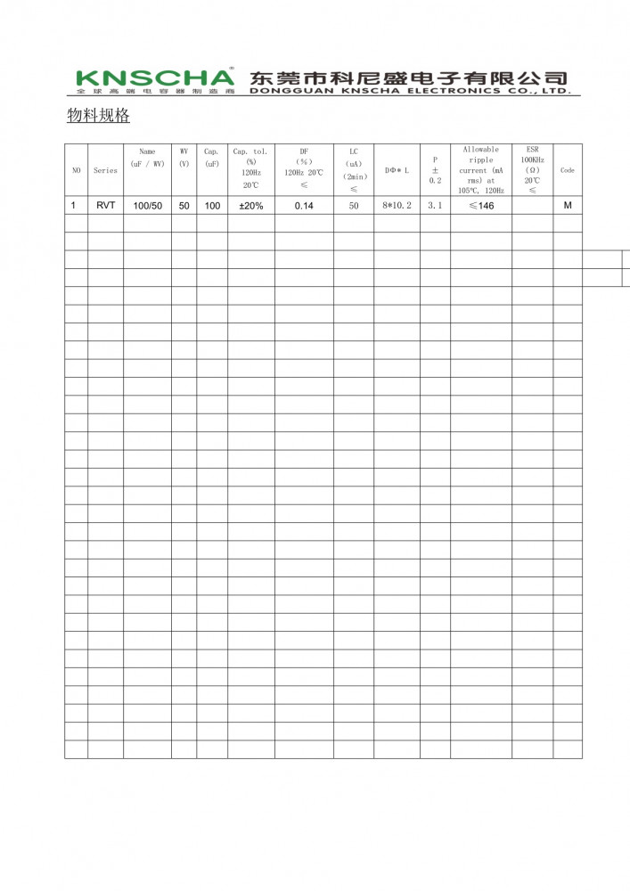KNSCHA RVT specification page 3