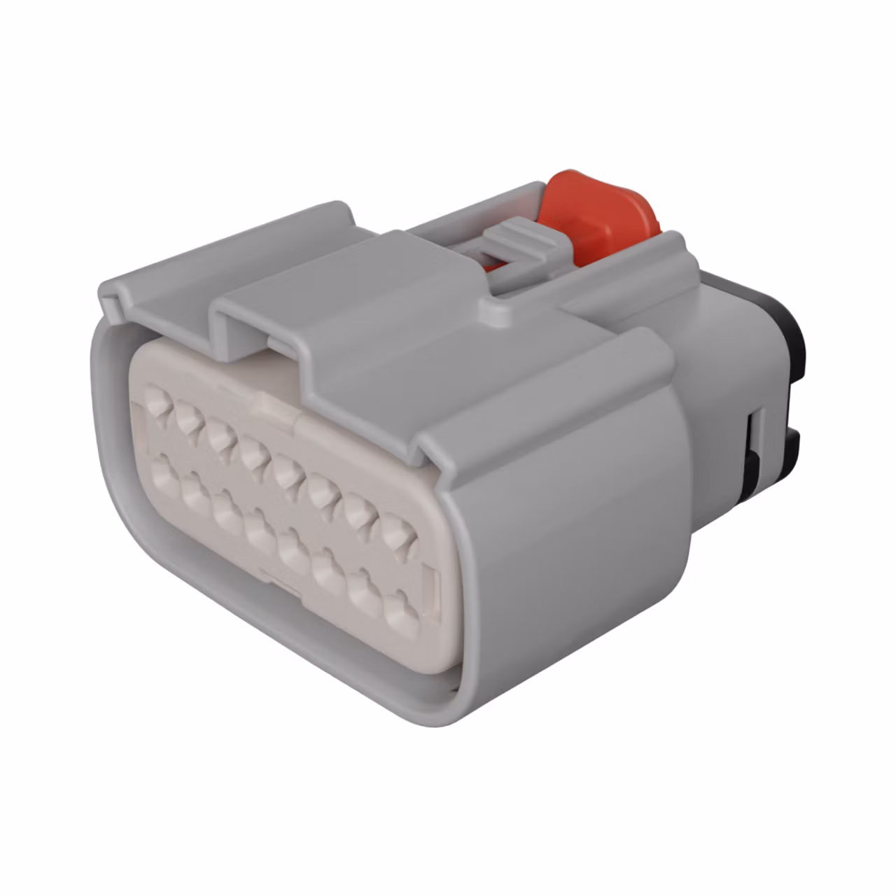 MX150 Mat-Sealed Female Connector Assembly, Dual Row, 16 Circuits, Keying Option D, with Connector Position Assurance, Stone Gray for sale