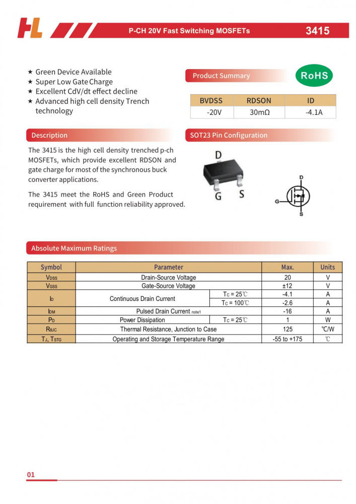 HL 3415 datasheet page 1