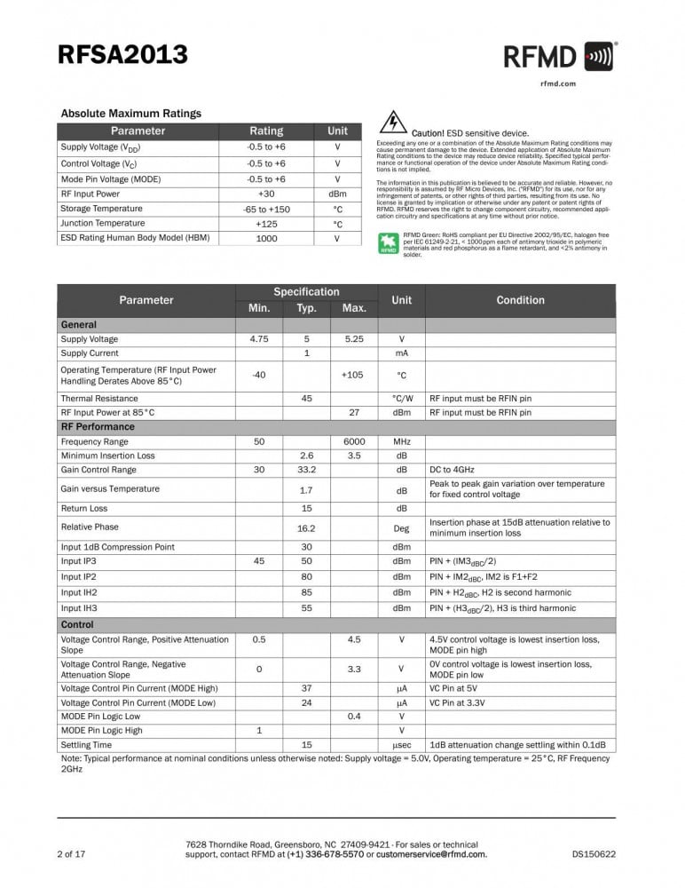 RFSA2013 datasheet page 2