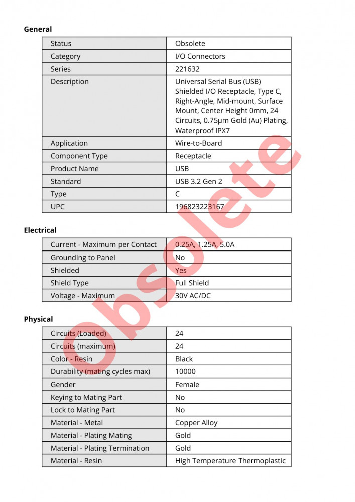 Product document image 2 for MOLEX 2216320001