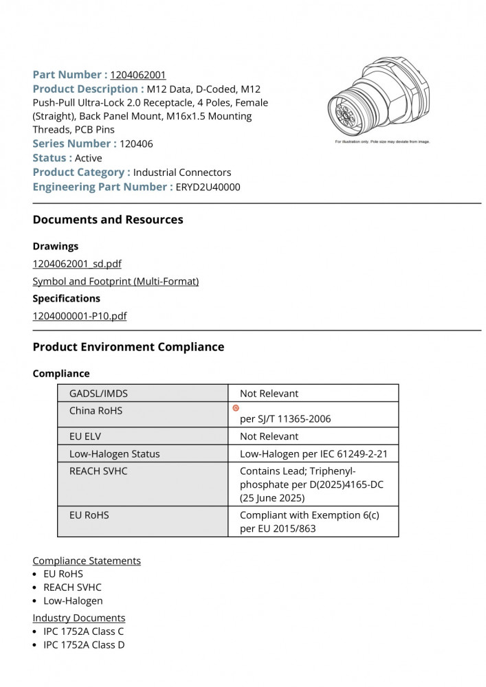 Molex product specification document page 1